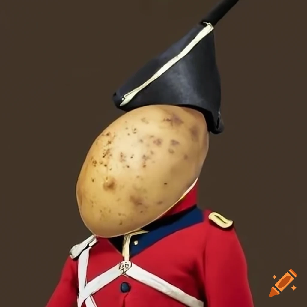 Potato dressed in a british soldier's revolutionary war redcoat uniform ...
