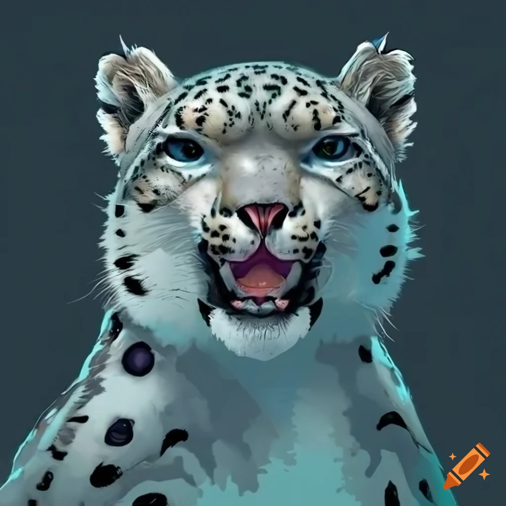 Anthropomorphic snow leopard in stellaris art style on Craiyon