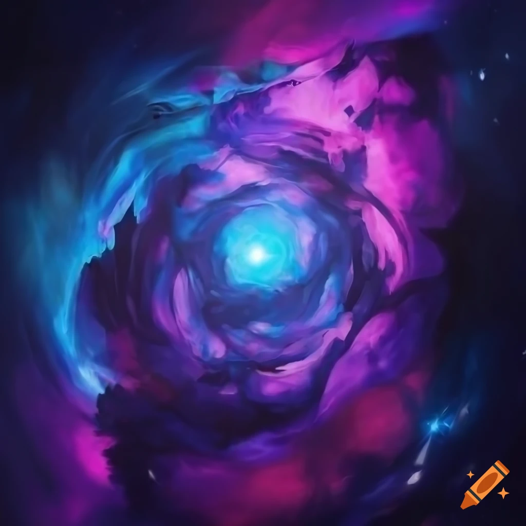 Galactic abyss with a blue-violet galaxy in a rose on Craiyon