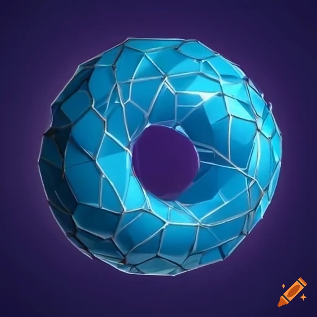 Highly detailed blue toroidal polyhedron on Craiyon