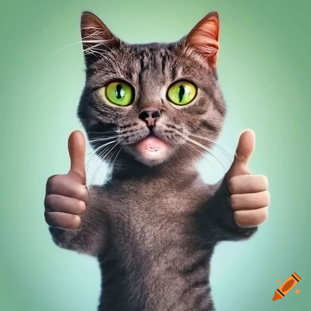 Cat giving thumbs up gesture on Craiyon