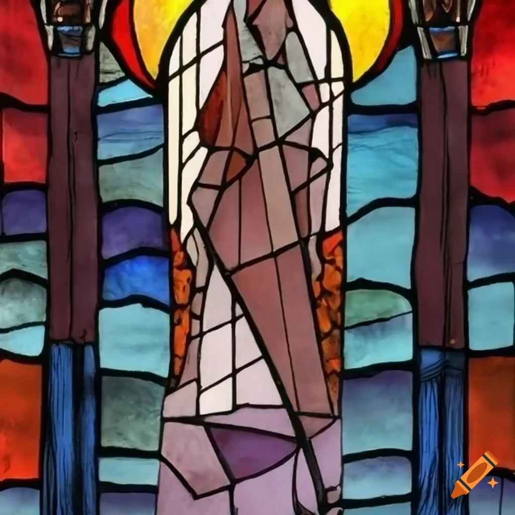 Stained glass tower tarot card illustration on Craiyon