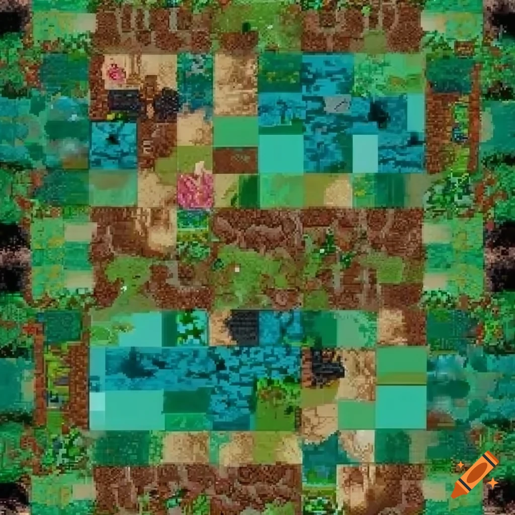 32 x 32 pixel rainforest tileset on Craiyon