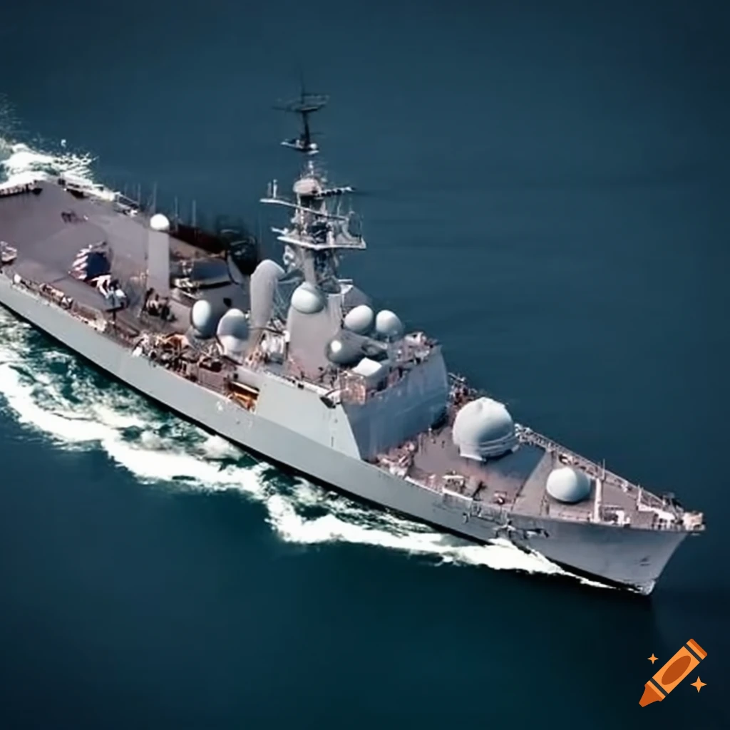 Navy destroyer ship at sea on Craiyon