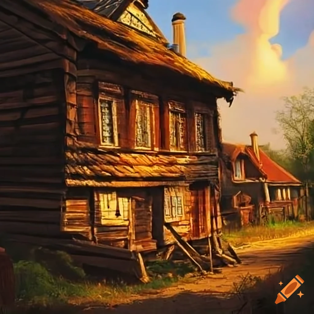 Russian village scenery on Craiyon