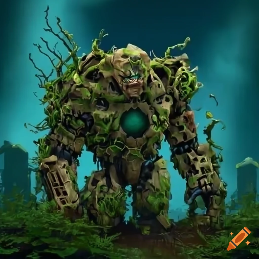 Overgrown robot golem on Craiyon