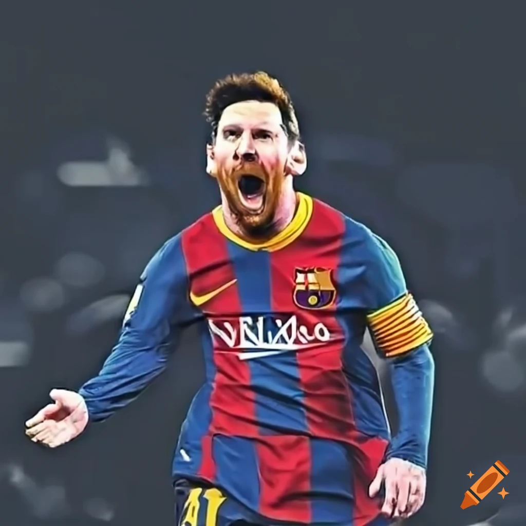 Messi scoring a goal on Craiyon