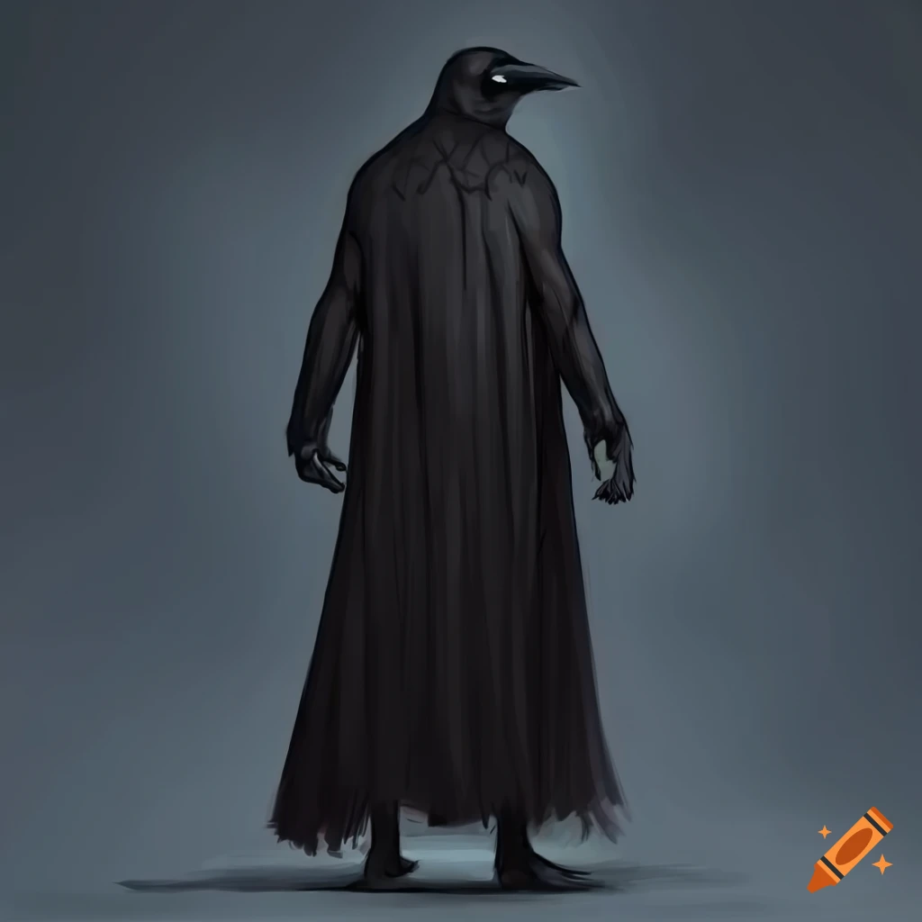 Realistic cinematic character design of an antagonist crow-man from ...