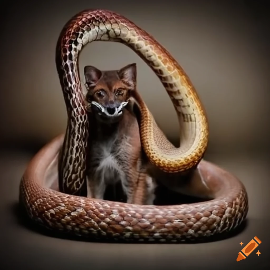 Shapeshifting jinn with a snake and a dog on Craiyon