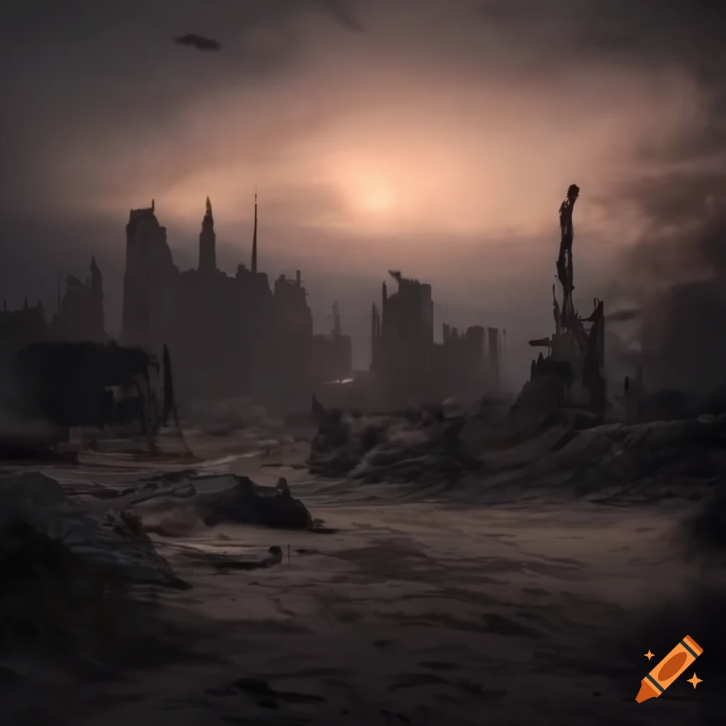 Apocalyptic landscape scenery on Craiyon