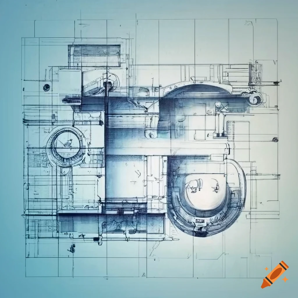 Architectural blueprint with dimension numbers on Craiyon