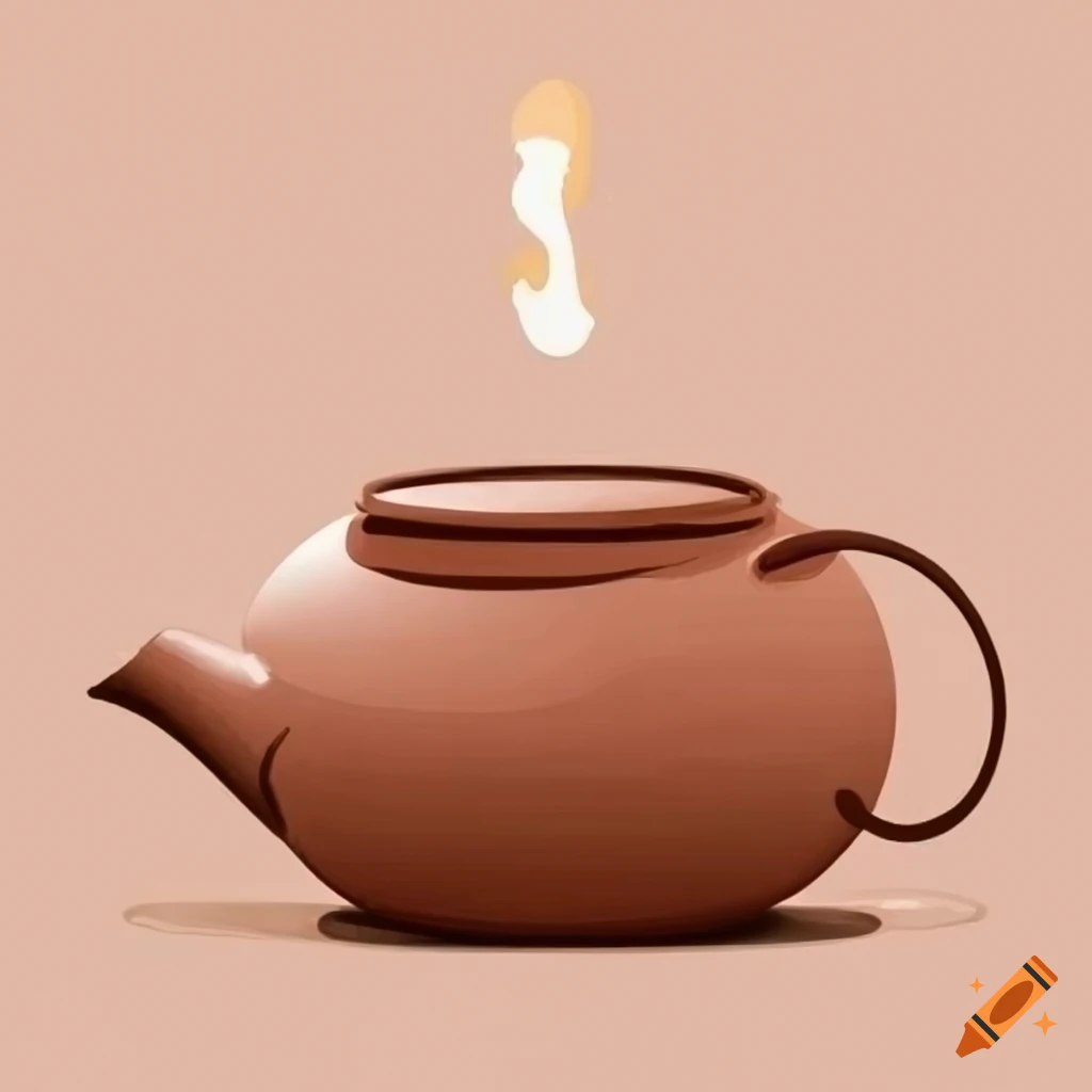 Drawing of an open earthen teapot on Craiyon