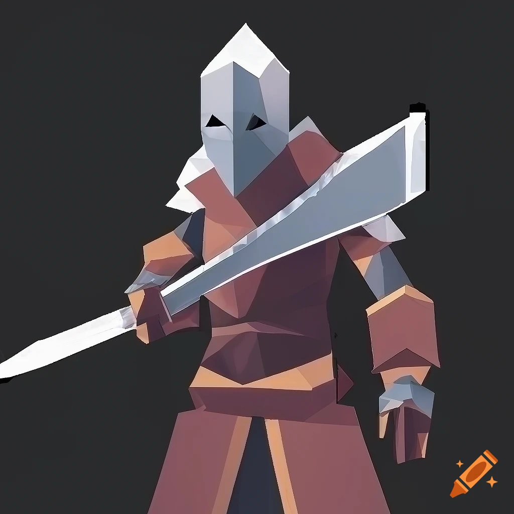 Swordsmen in a fantasy low poly game icon on Craiyon
