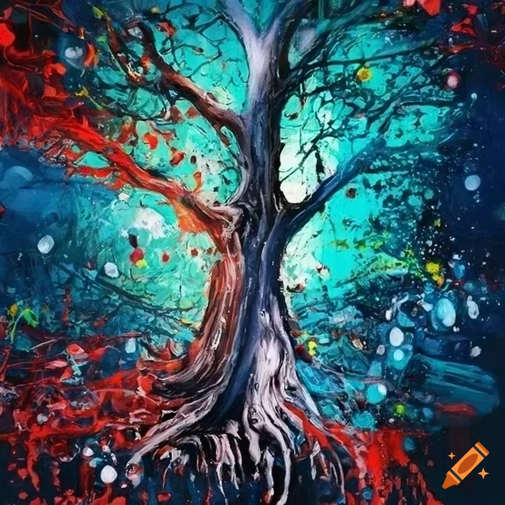 Galaxy in a tree painting by various artists, highly detailed and ...
