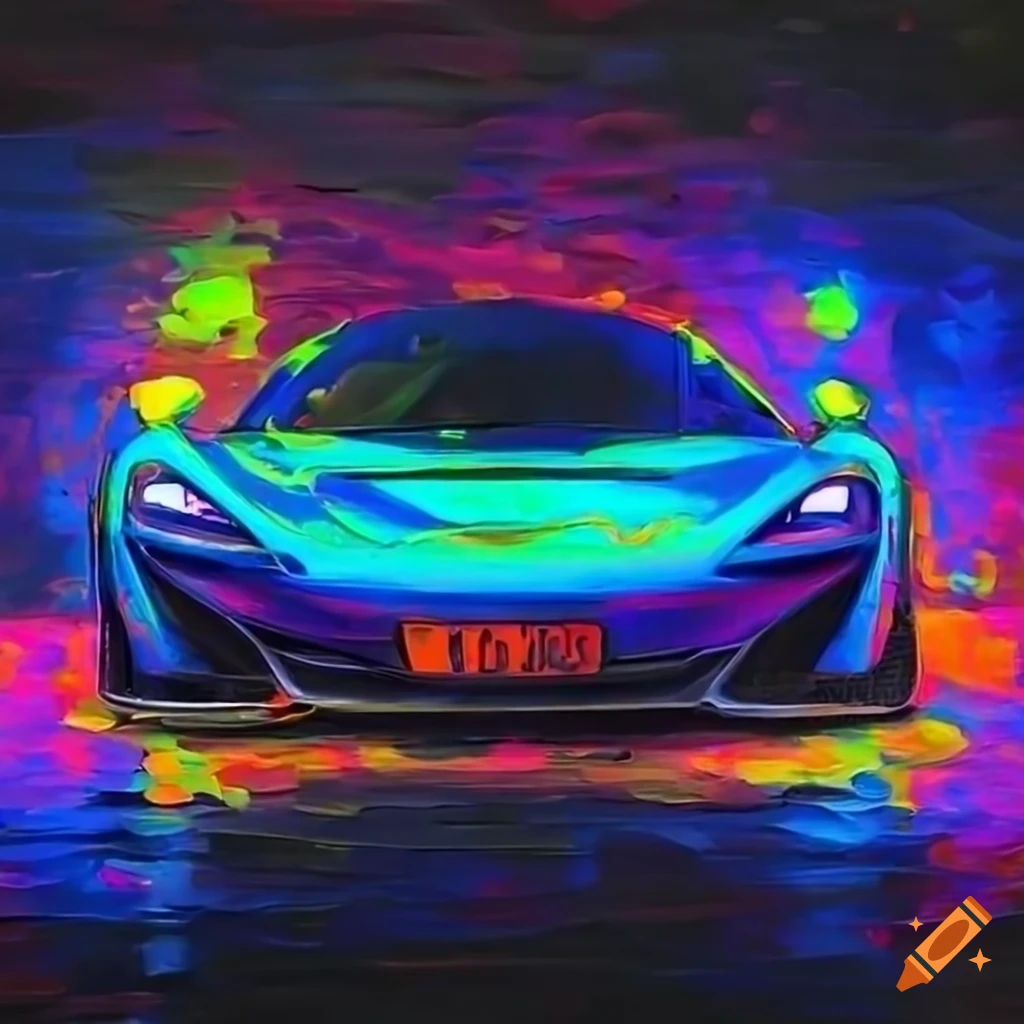 Magnificent mclaren supercar in a vibrant neon oil painting on Craiyon