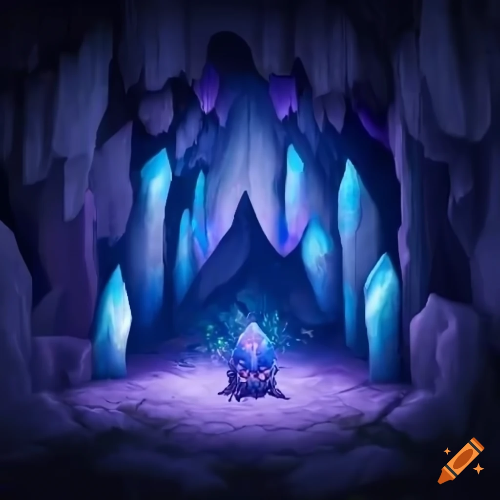Cave filled with crystals for video game setting on Craiyon