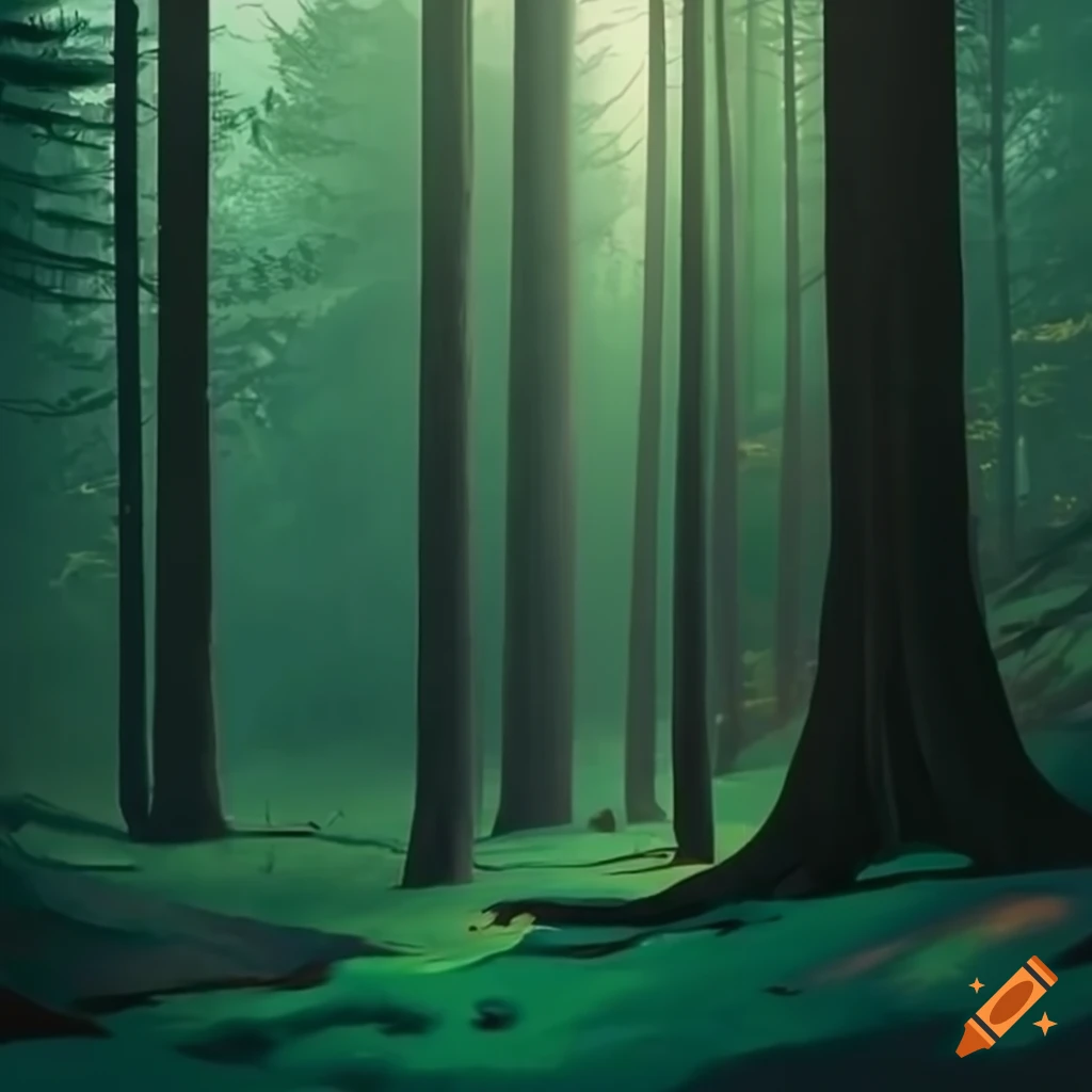 Lush forest scenery on Craiyon