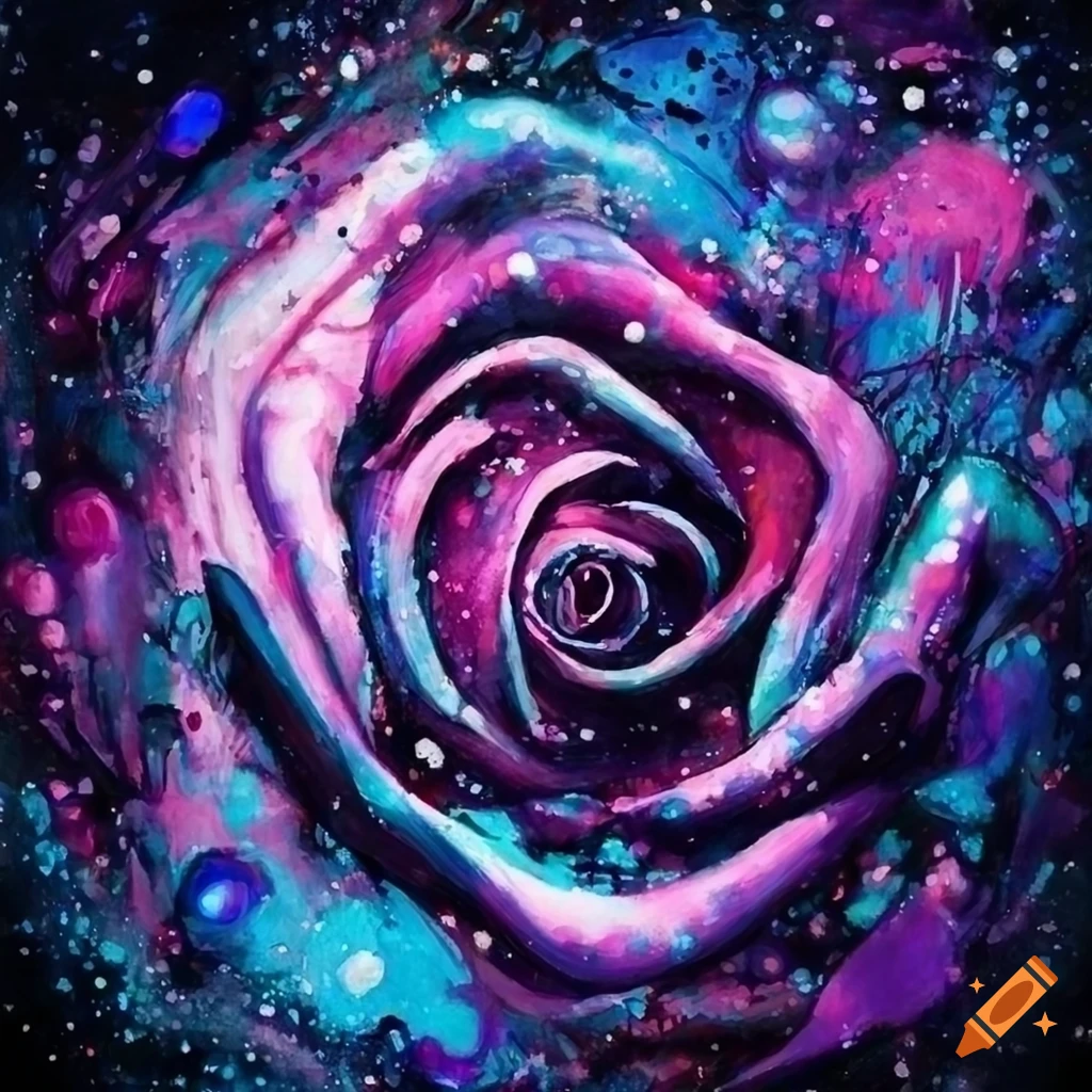Blue-violet galaxy in a rose by various artists, highly detailed and ...