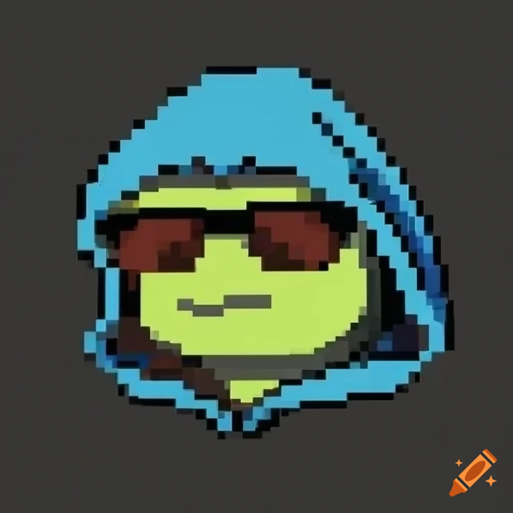 Pixel art turtle character with sunglasses and hoodie on Craiyon
