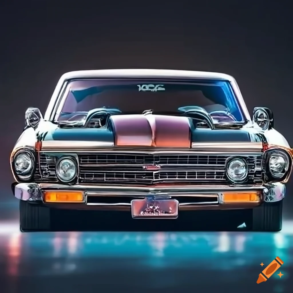Classic '69 chevy nova hot rod with a powerful supercharger on Craiyon