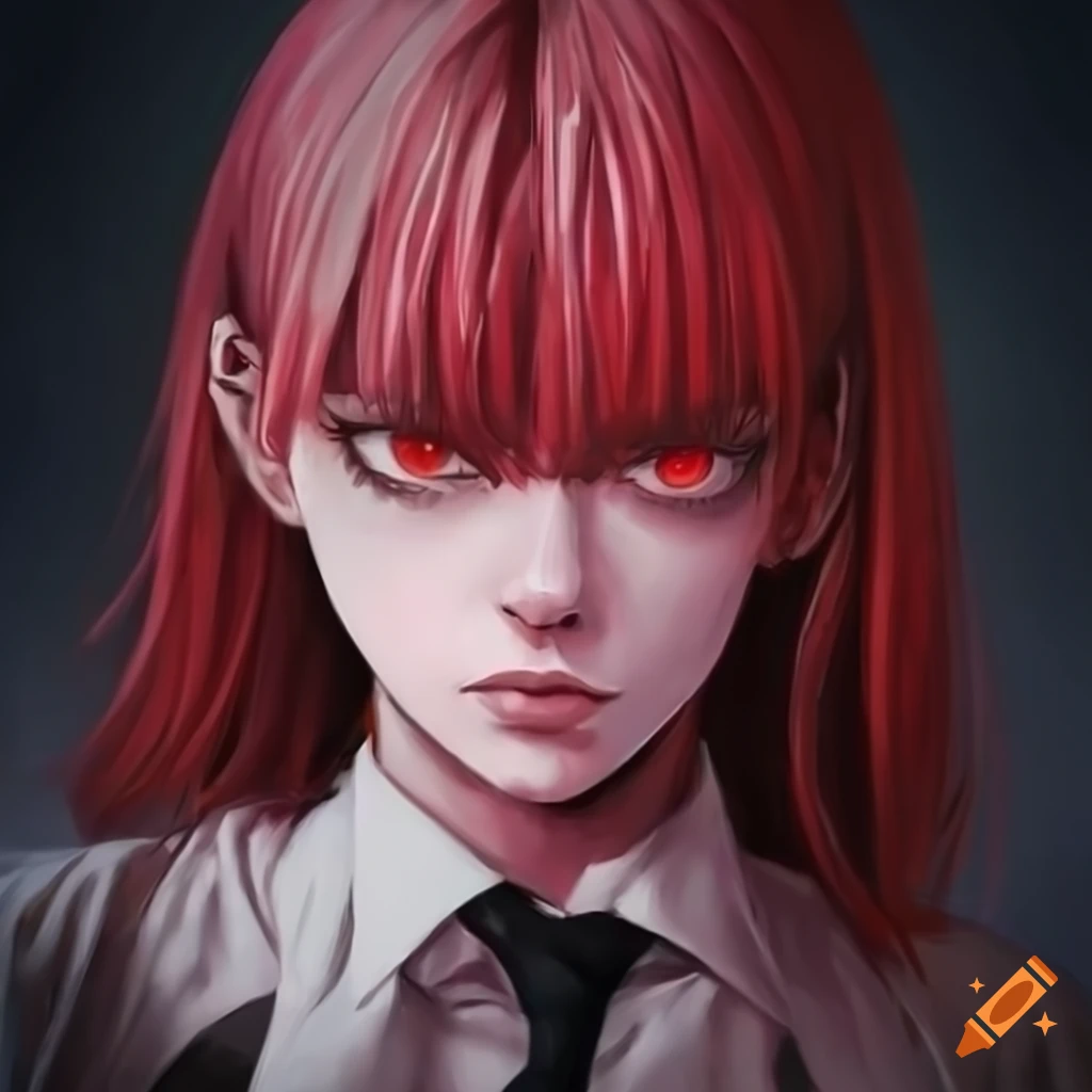Makima from chainsaw man depicted in hyperrealistic art style on Craiyon