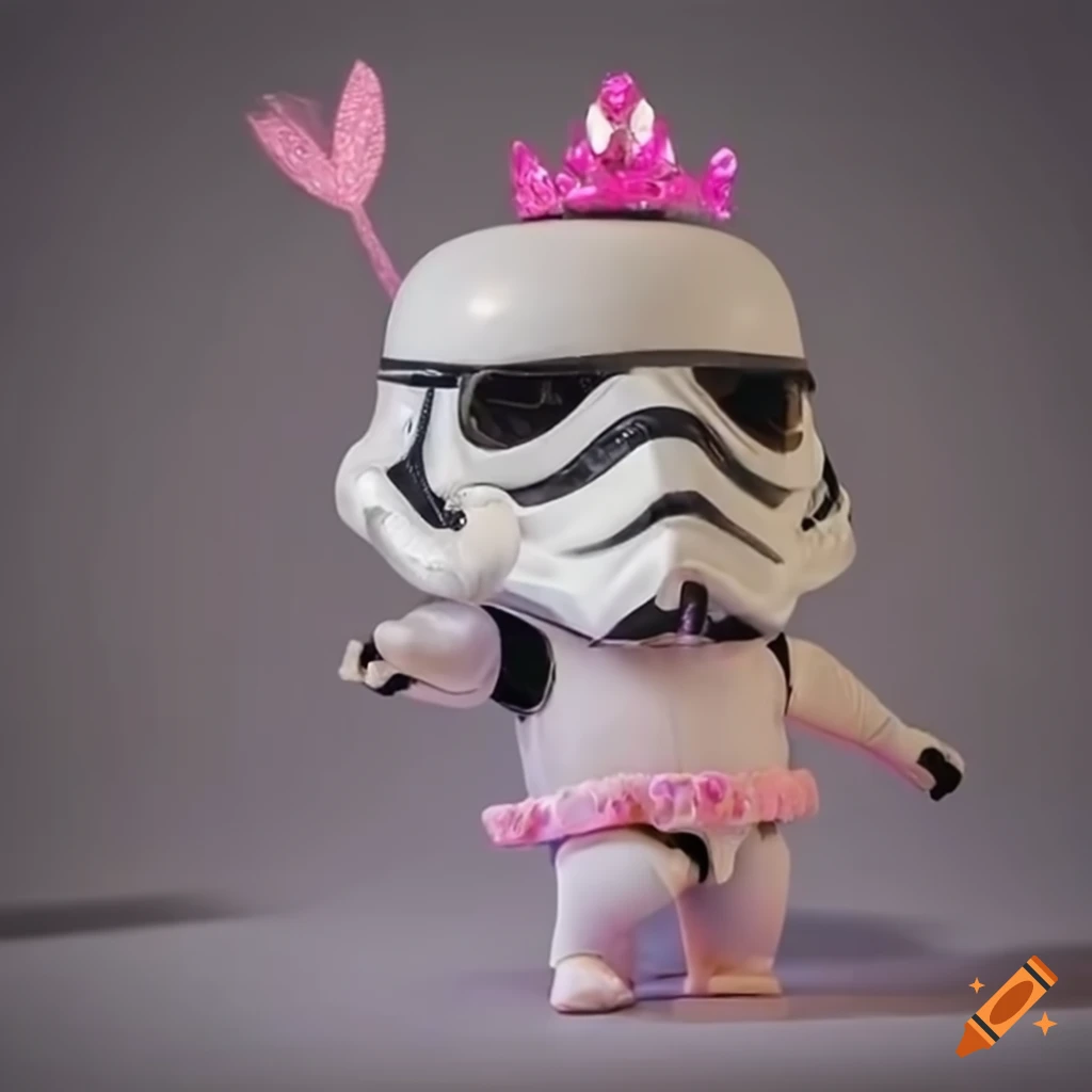 Baby stormtrooper ballet dancer in a pink tutu and tiara on Craiyon