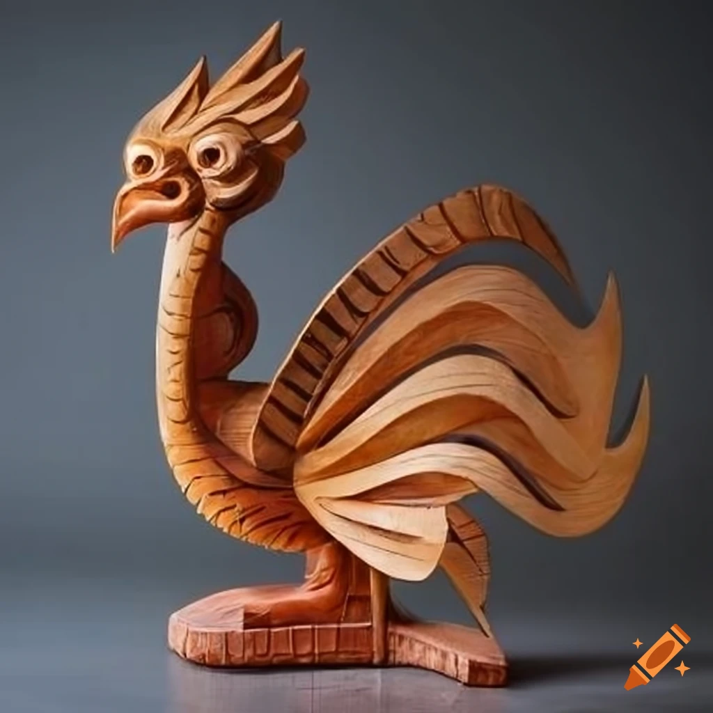 Wooden sculpture of the mythical bird Sarimanok from Filipino culture ...