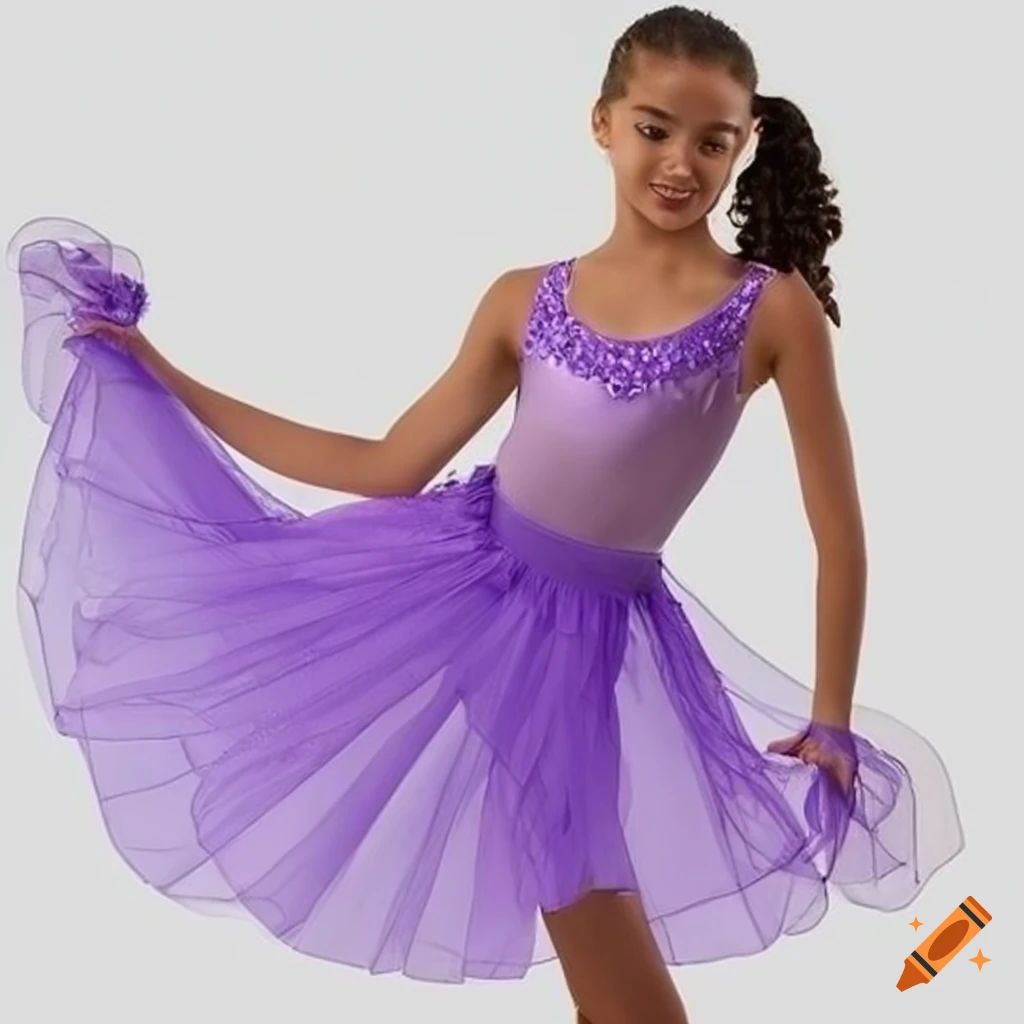 Light purple dance costume with a flowy trail on Craiyon