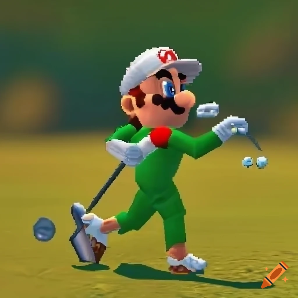 Nintendo 64 mario golf gameplay screenshot with mario on a colorful ...