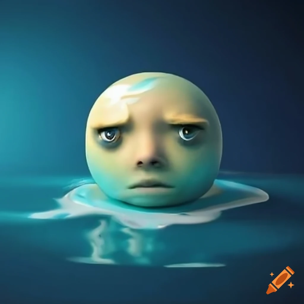 Person melting on the sun with a sad expression on Craiyon