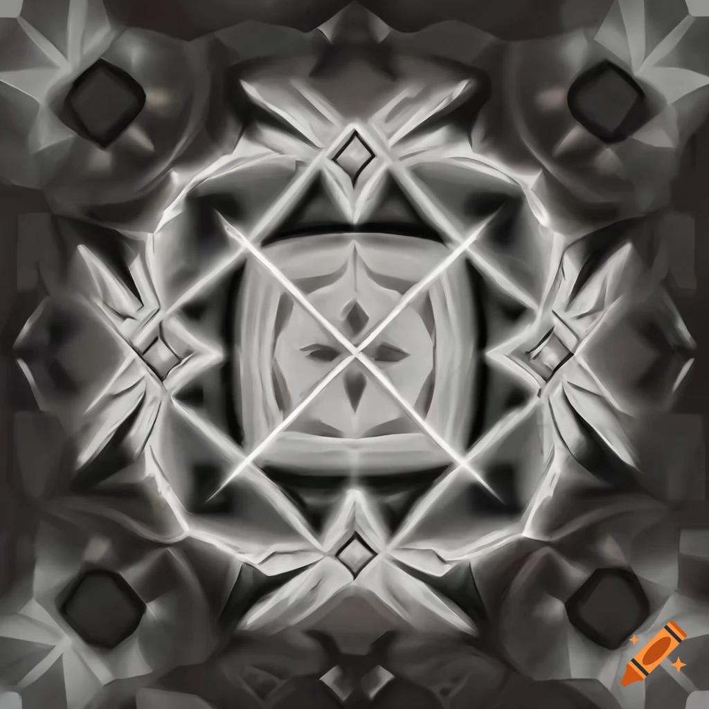 White minimalistic symmetrical geometry doom runes pattern on Craiyon