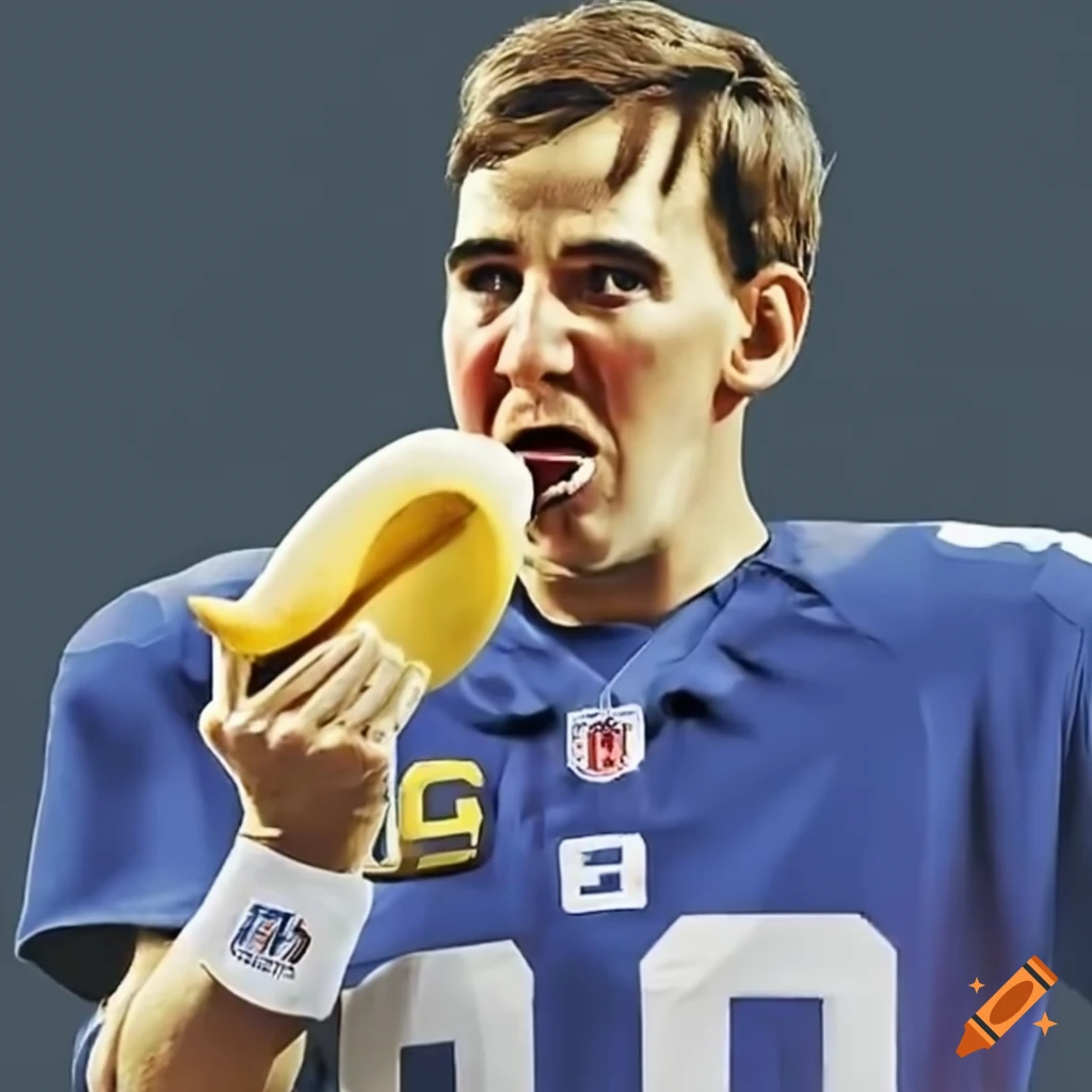 Eli manning eating a banana on Craiyon