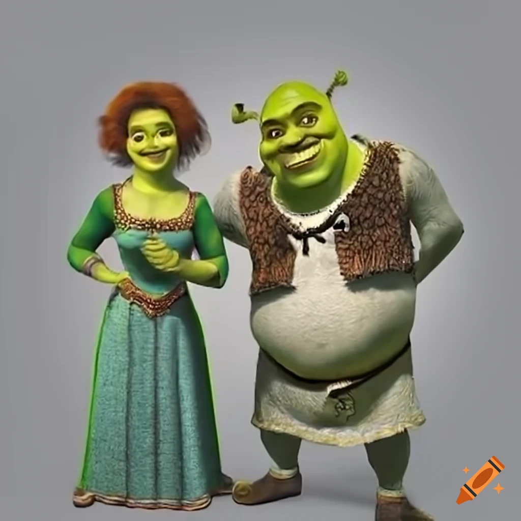 Beloved animated characters fiona and shrek on a white background on ...