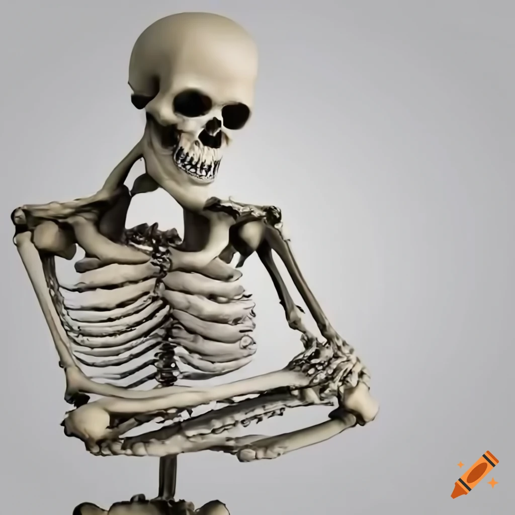Cool skeleton posing with arms crossed and nodding at camera on Craiyon