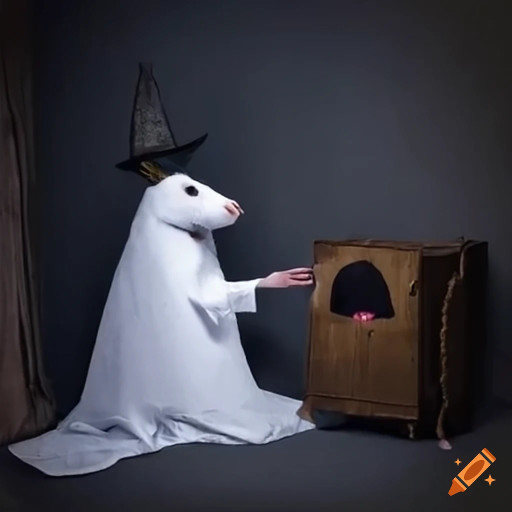 Rat in a ghost Halloween costume on Craiyon