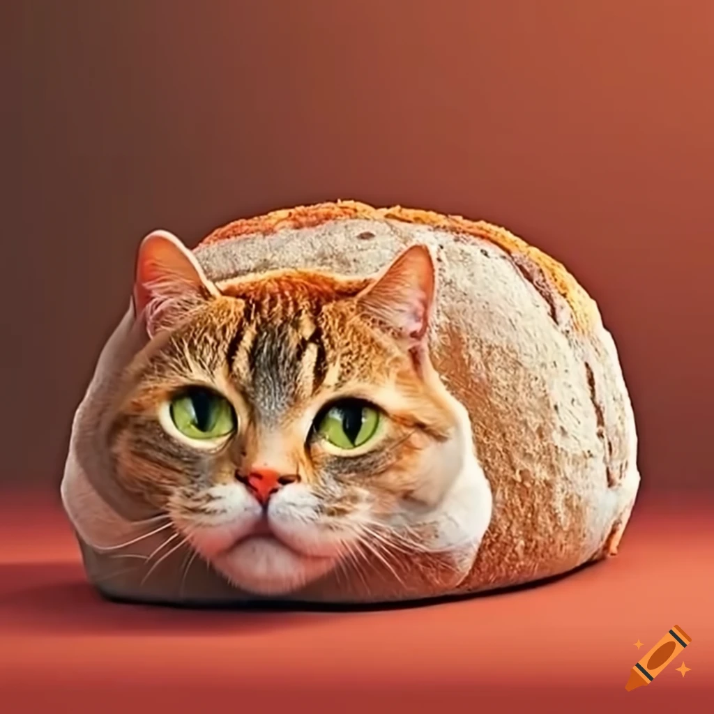Bread shaped like a cat on Craiyon