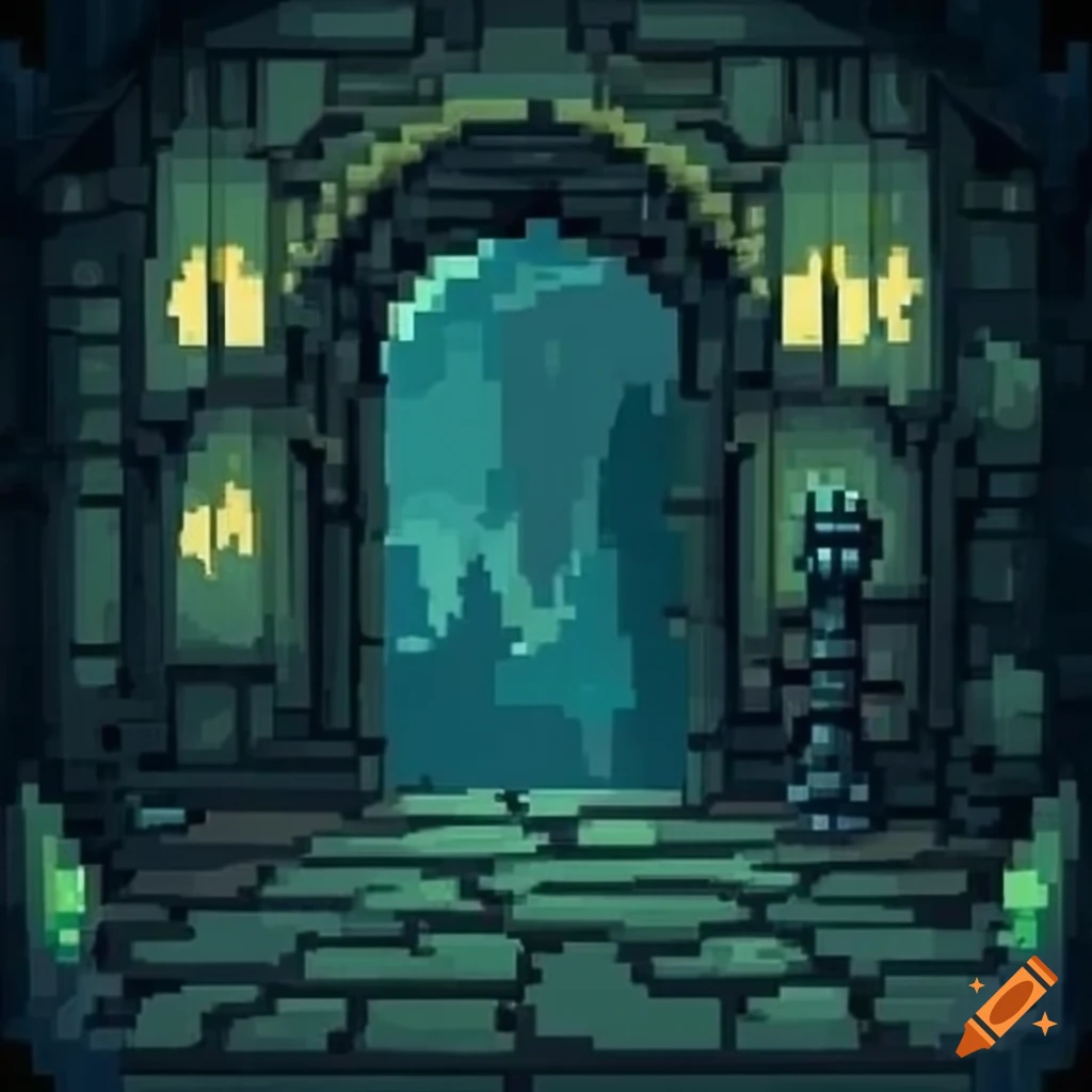 Pixel art fantasy dungeon background on Craiyon