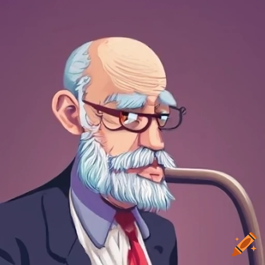 The Mayor - Old man with a thick white beard leaning on a cane on Craiyon