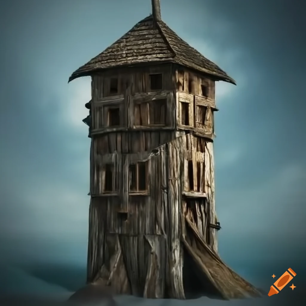 Medieval wooden tower on Craiyon