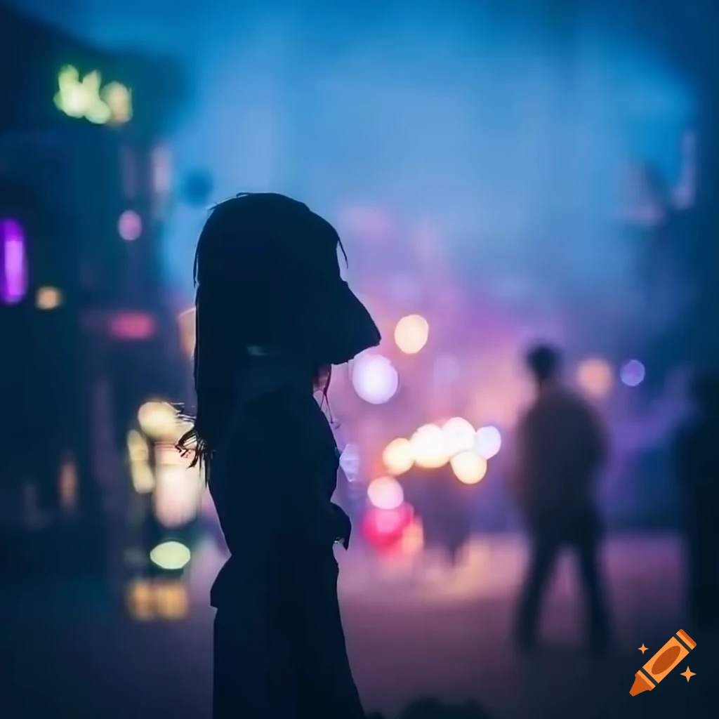 Volumetric lighting and fog at sundown in a cyberpunk setting on Craiyon