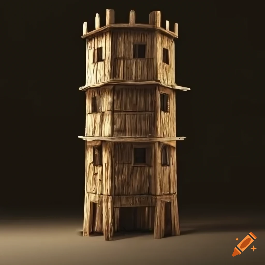 Medieval wooden tower on Craiyon