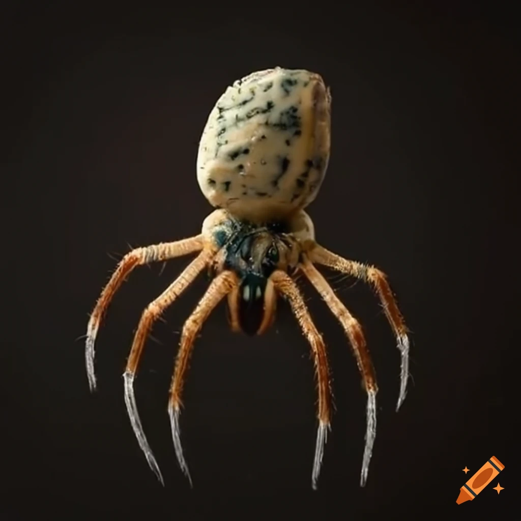 Spider with its abdomen resembling blue cheese on Craiyon