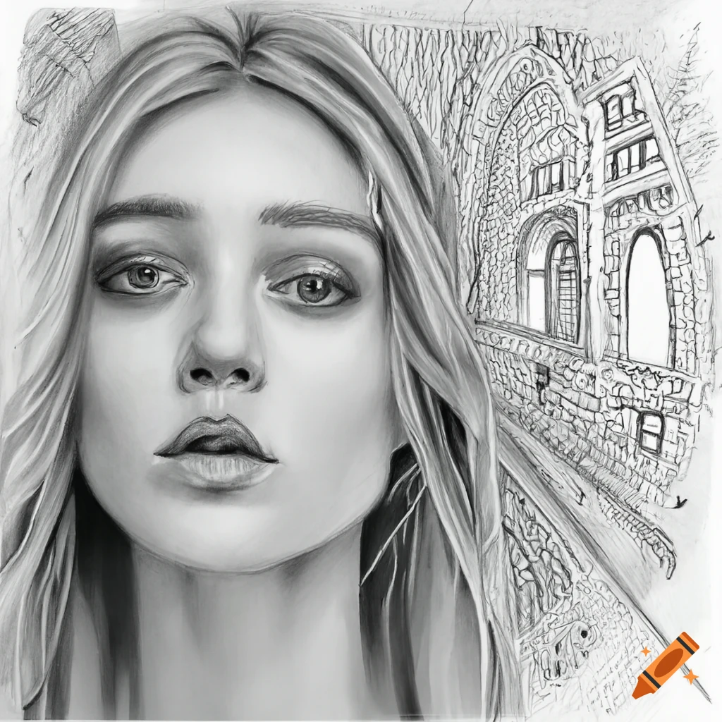 Intricate pencil drawing of a cityscape or portrait on Craiyon