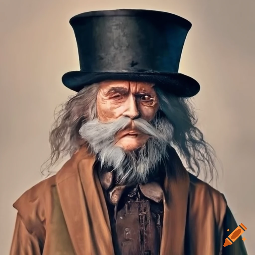 Victorian era man in top hat and long coat on Craiyon