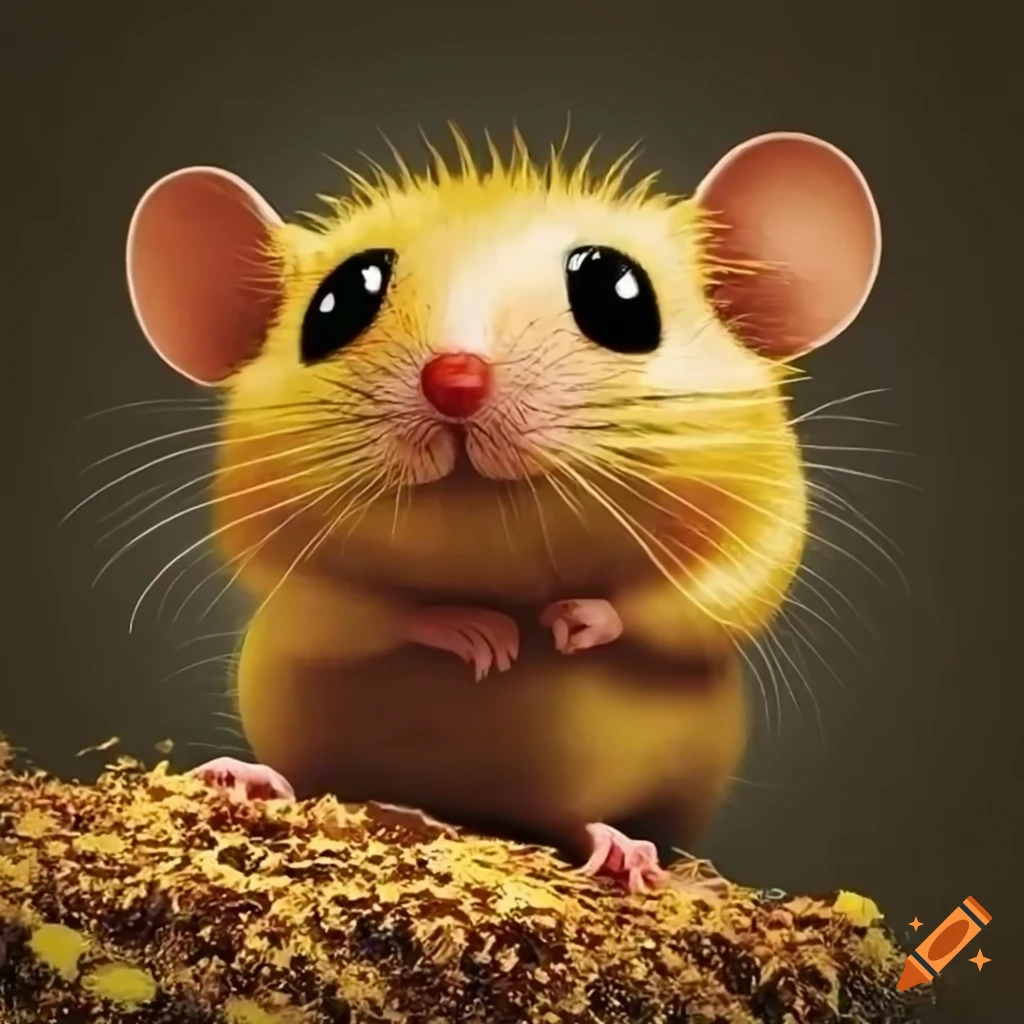 Milo chasing the elusive golden mouse in an old house attic on Craiyon