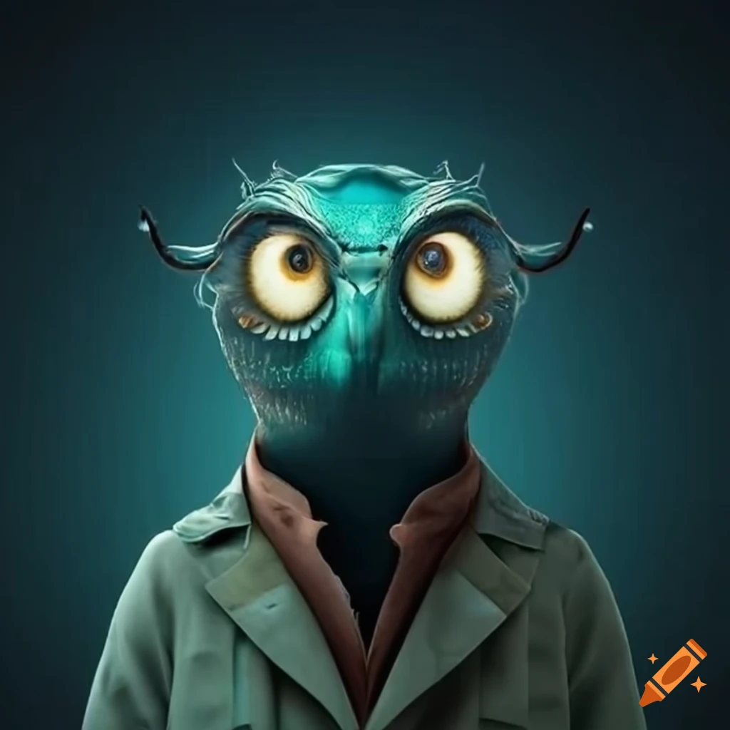 Anthropomorphic insects in science coats studying a portal gate on Craiyon