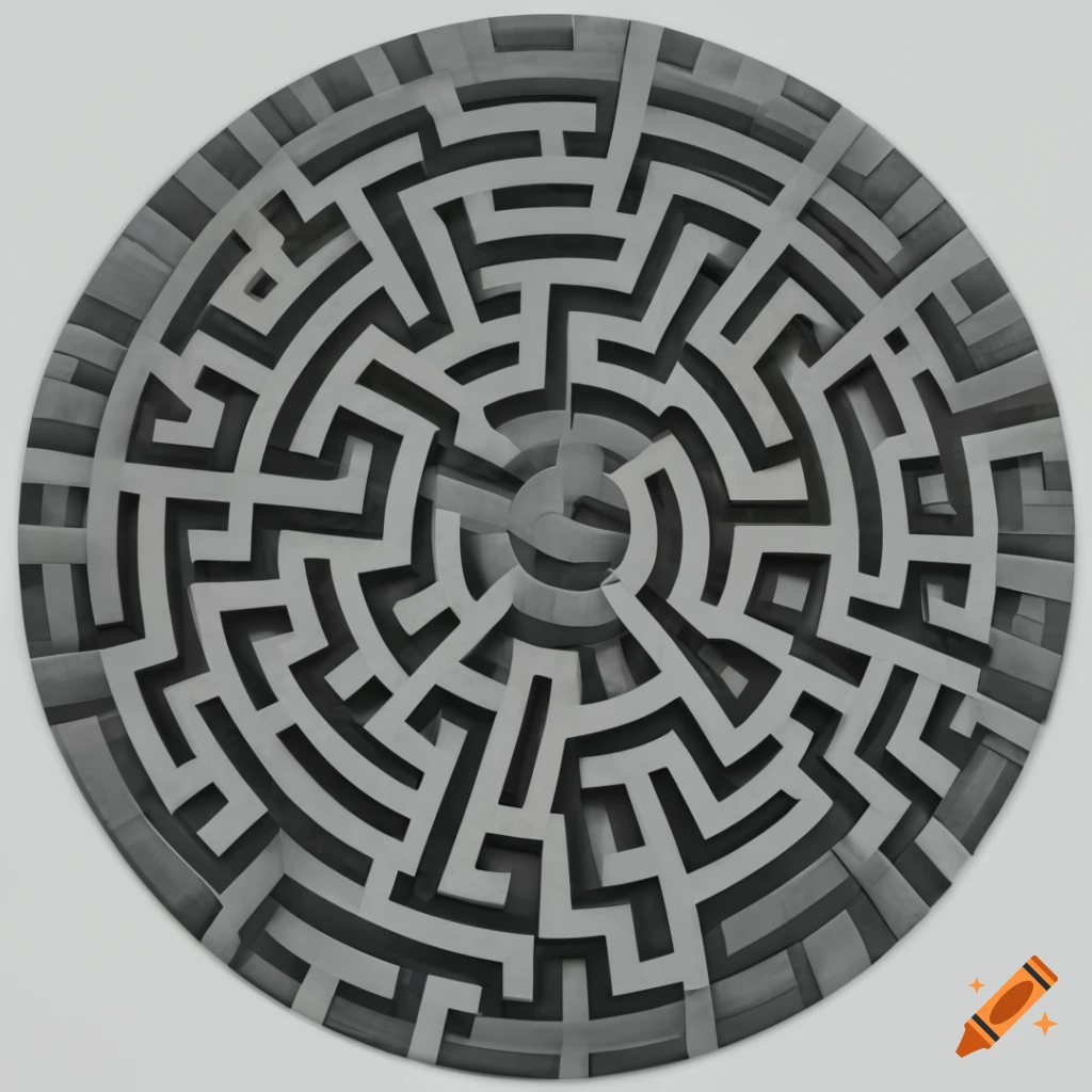 3d gray maze with high walls on Craiyon