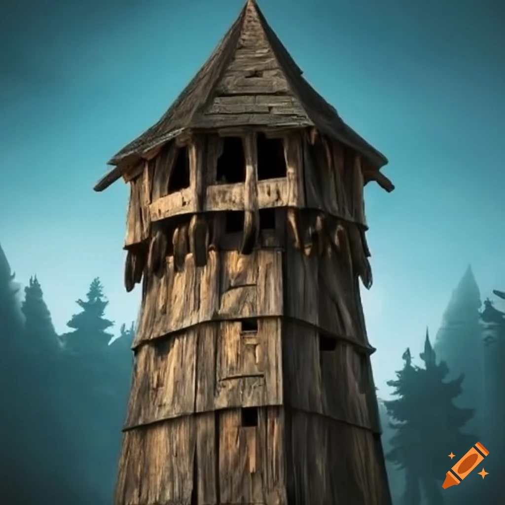 Medieval wooden tower on Craiyon