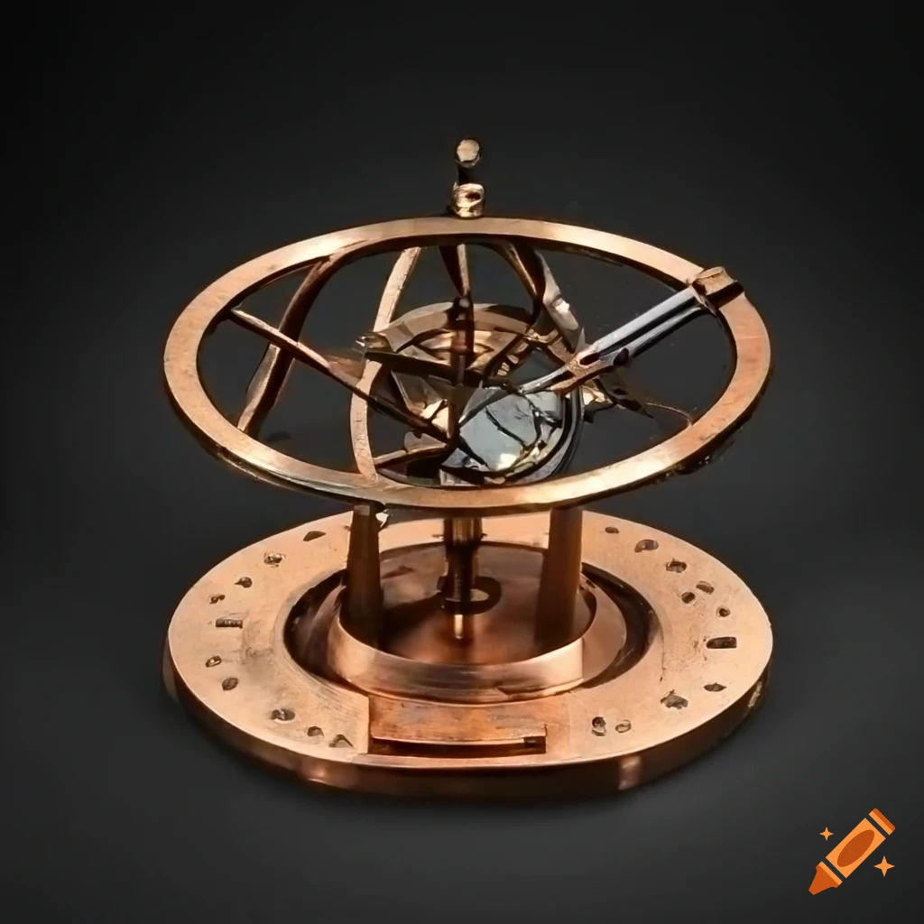 Intricate science fiction artifact with brass, copper, gyroscope, gears ...