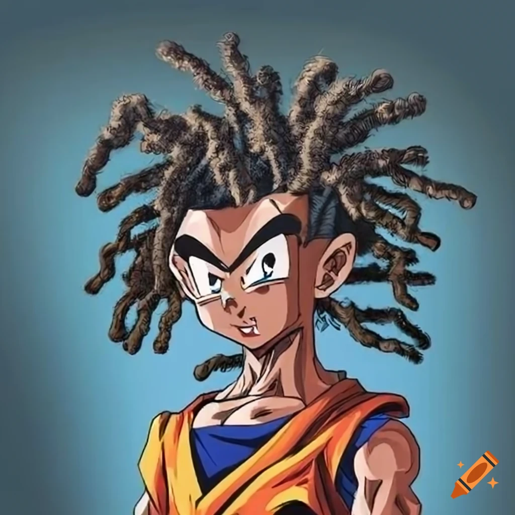 Black man with dreadlocks in Goku-inspired attire on Craiyon
